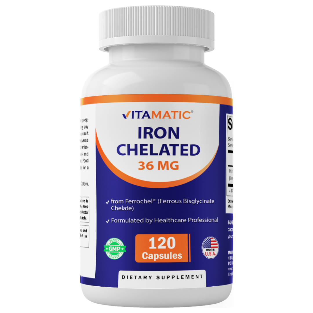 Chelated Iron 36 mg (from Ferrochel® Ferrous Bisglycinate Chelate) – 1 ...