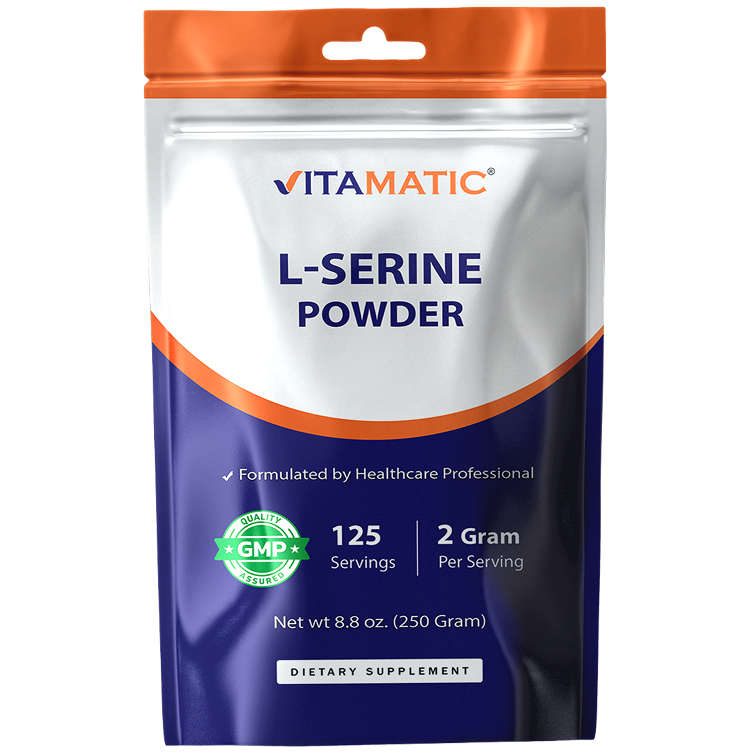 Vitamatic L-Serine Pure Powder 250 Gram | 2000 mg per Serving | 125 Se