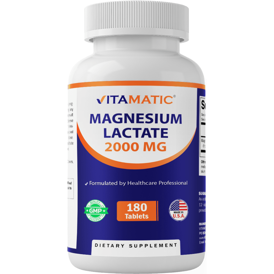 Magnesium Lactate 2000mg per Serving – 180 Tablets – Vitamatic