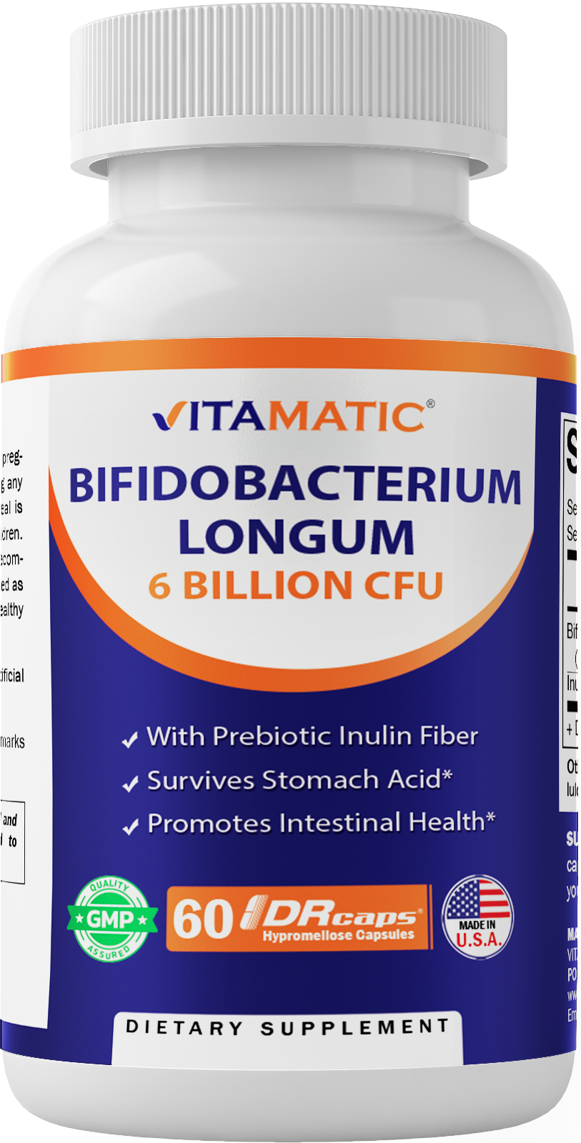 Bifidobacterium Longum 6 Billion CFU per DR Capsule - 60 Count – Vitamatic