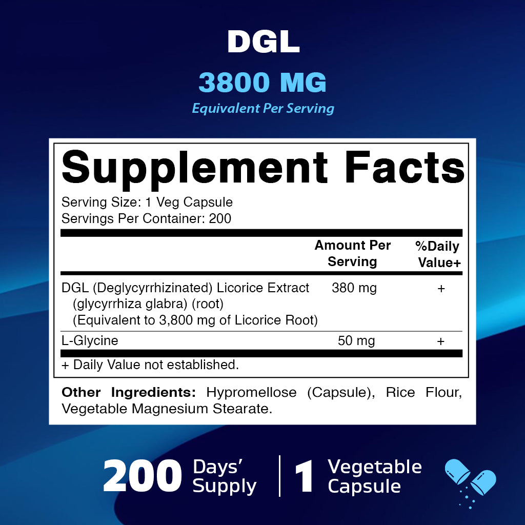 DGL Licorice Extract 3800 mg 200 Capsules – Vitamatic